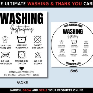Editable Clothing Washing Instructions| Canva Shirt Care Card Template ...