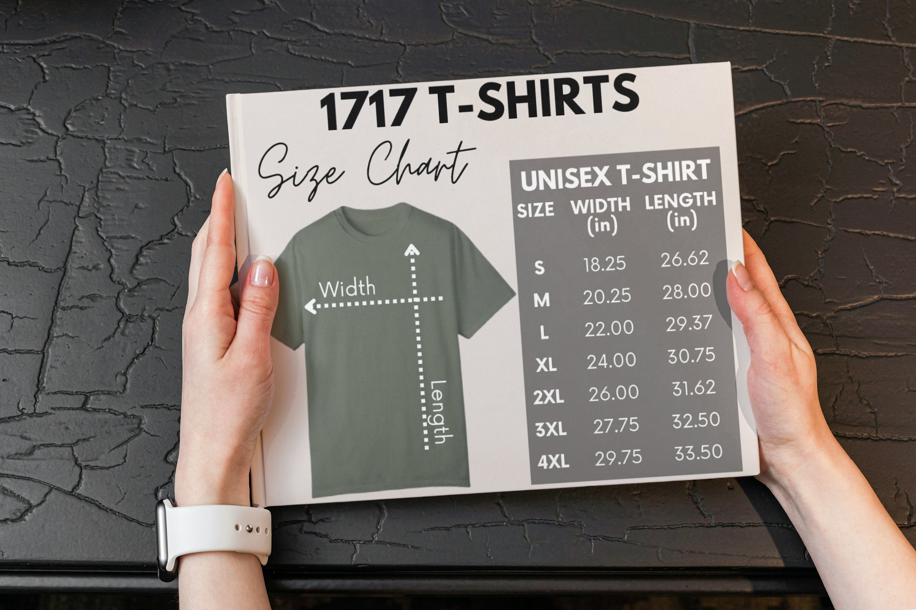Editable 1717 Size Chart Comfort Colors| 1717 Size Chart| T-shirt Size ...