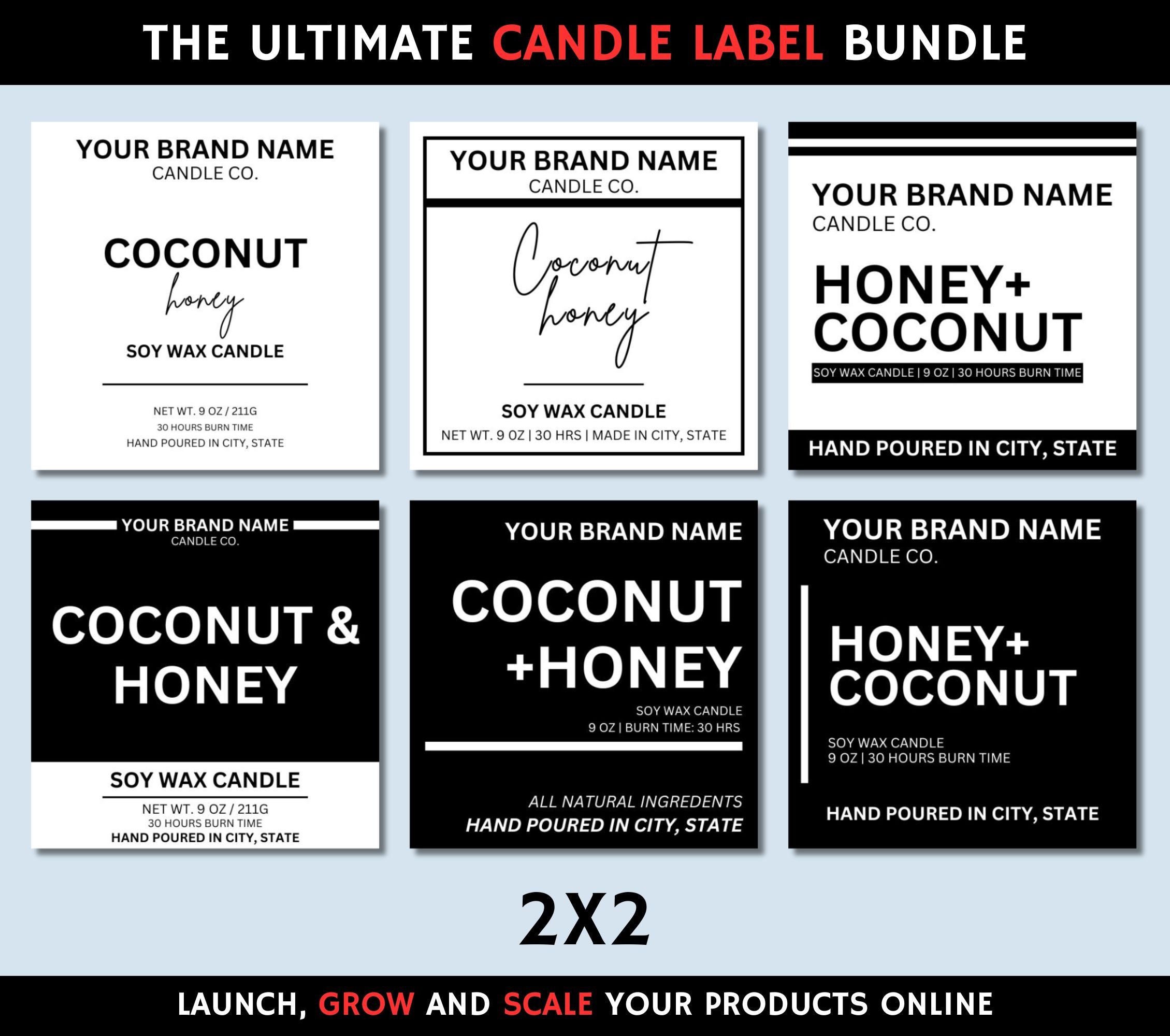Editable Candle Label Canva Template Bundle| Modern Candle Label ...