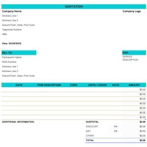 Customisable NDIS Invoice & Quote Template - Easy Invoicing for Service ...