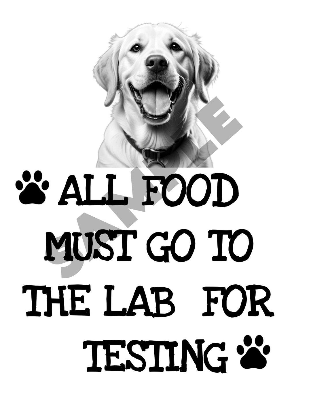 All Food Must Go to the Lab for Testing Card , Black Lab Card , Black ...