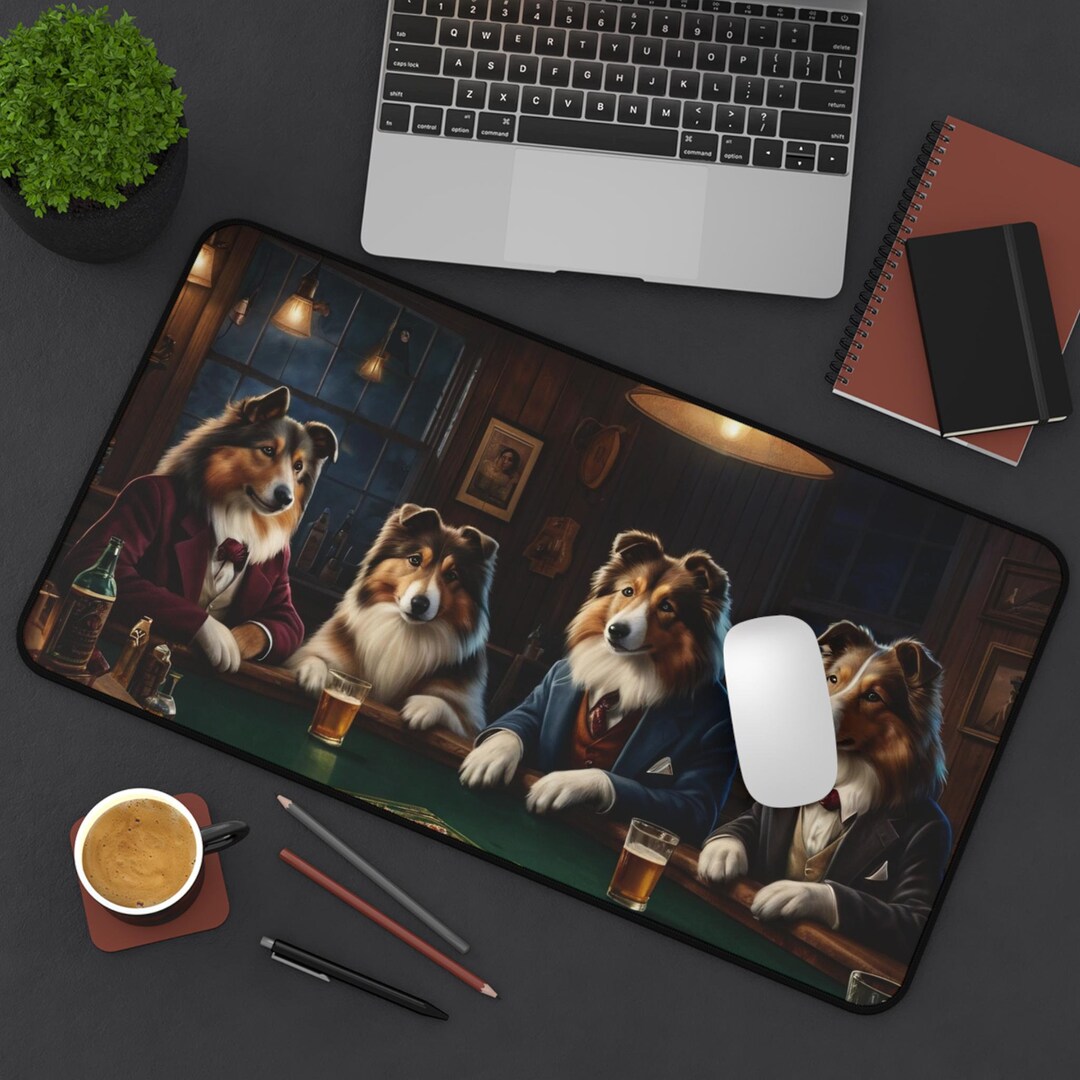Shetland Sheepdog Dogs Playing Poker Desk Mat - Etsy