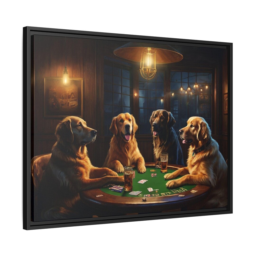 Golden Retriever Dog Portrait Art Painting Whiskey Bar Pub Beer Poker ...