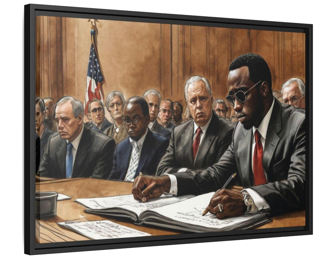 Sean Combs P Diddy Court Sketch - Art Framed Canvas - Etsy
