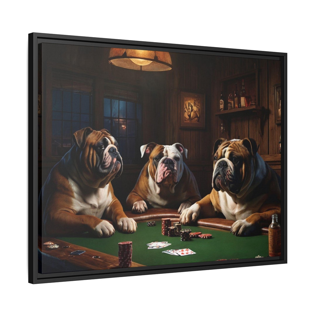 Bulldog Lounge Dog Portrait Art Painting Bar Pub Beer Poker Casino ...