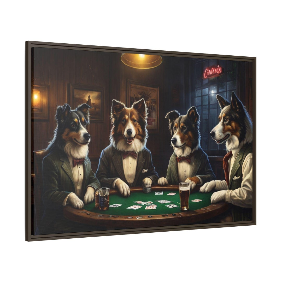Collie Dog Portrait Art Painting Whiskey Bar Pub Beer Poker Casino ...