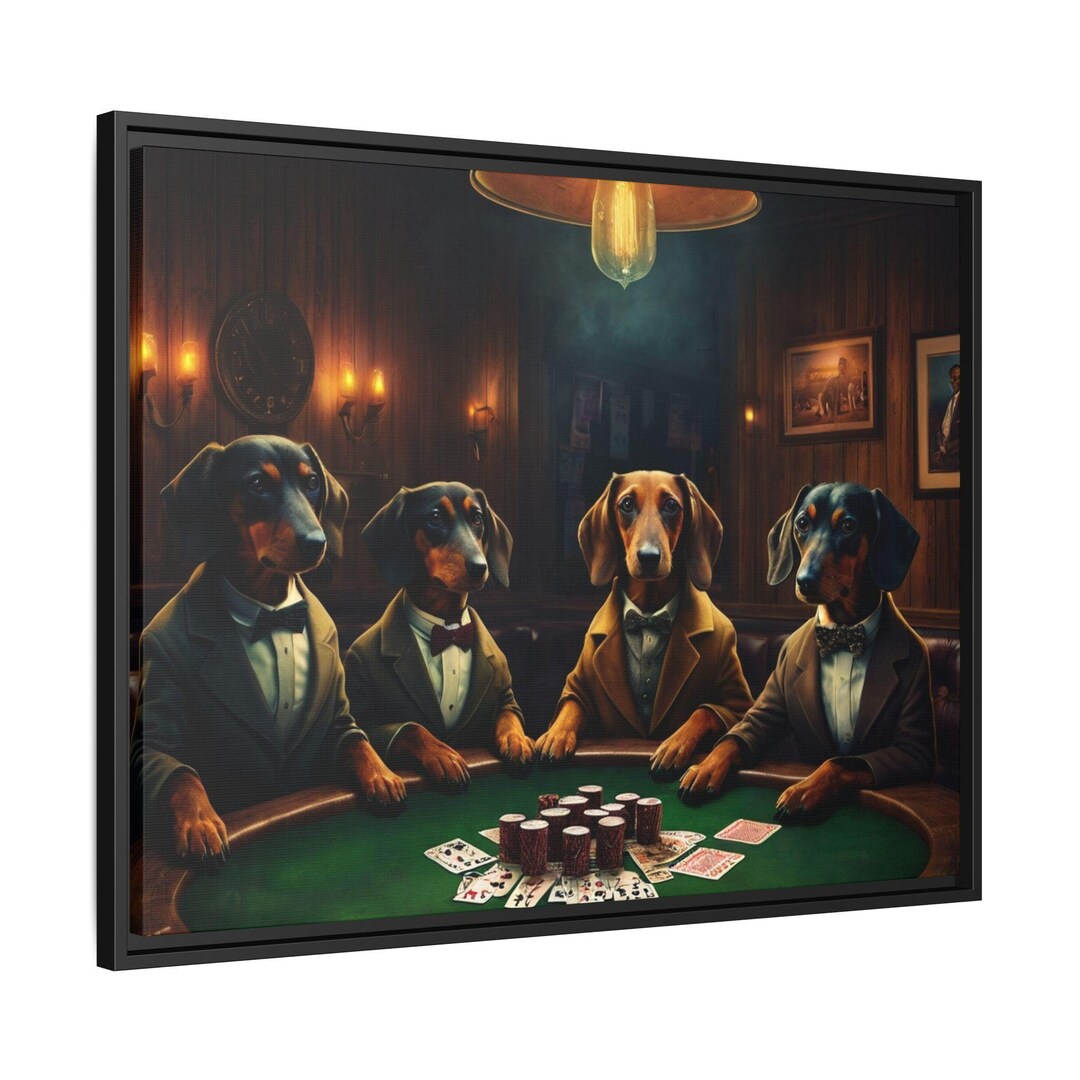 Dachshund Bar Art - Dogs Playing Cards - Whiskey Bar Pub Beer Poker ...