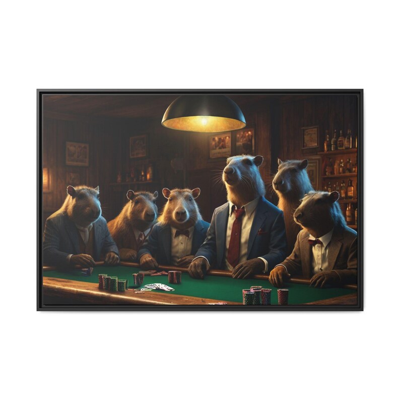 Capybara Portrait Art Painting Whiskey Bar Pub Beer Poker Casino ...