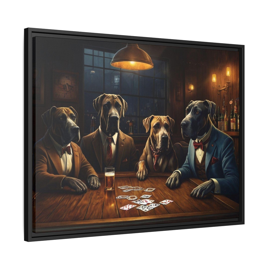 Great Dane Art - Dogs Playing Cards - Whiskey Bar Pub Beer Poker Casino ...