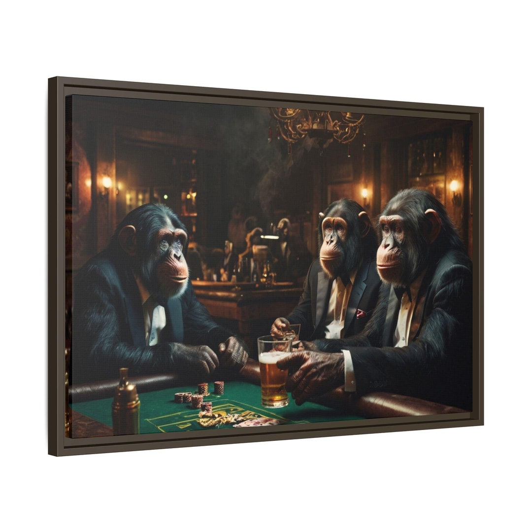 Monkey Portrait Art Painting Whiskey Bar Pub Beer Poker Casino ...