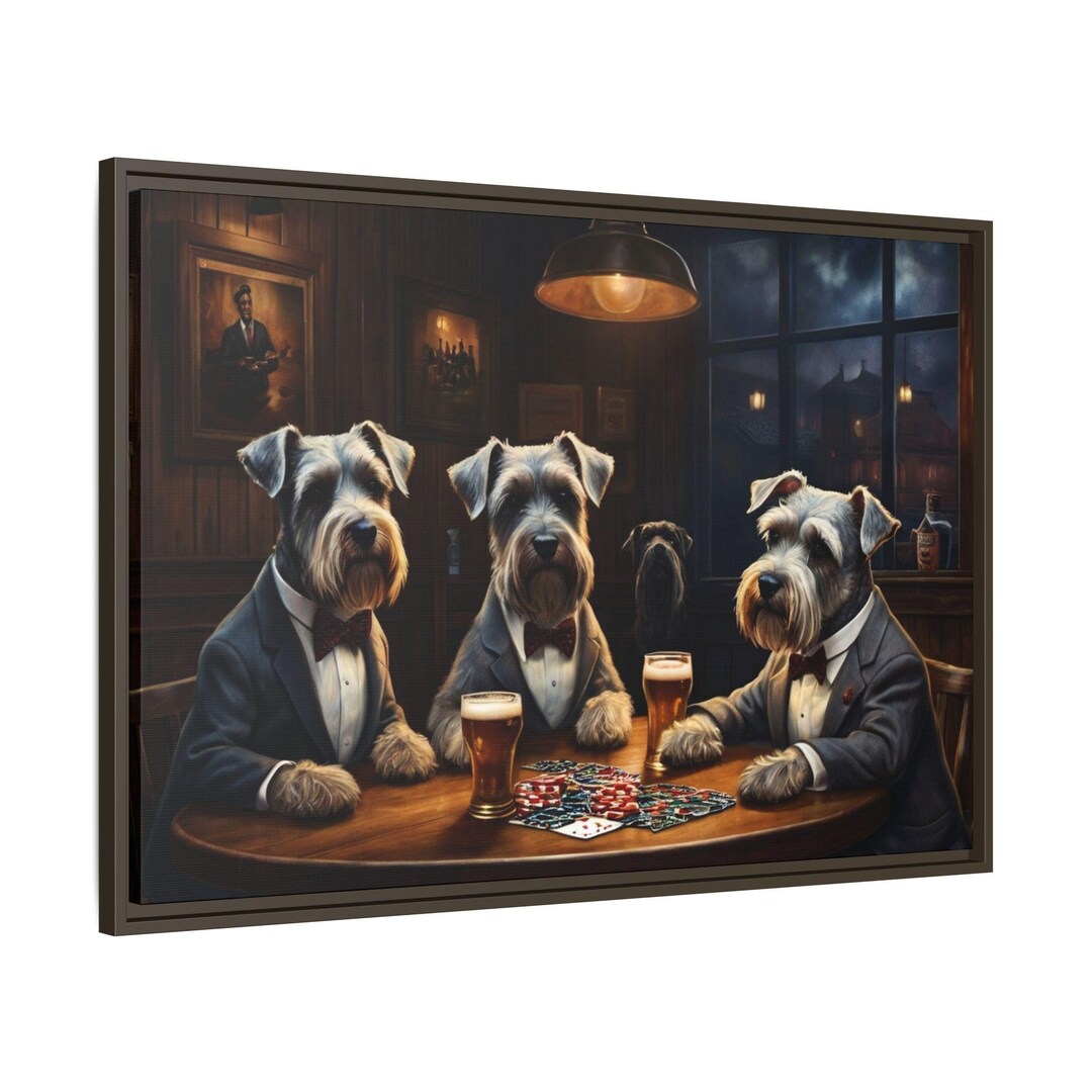 Miniature Schnauzer Dog Portrait Art Painting Whiskey Bar Pub Beer ...