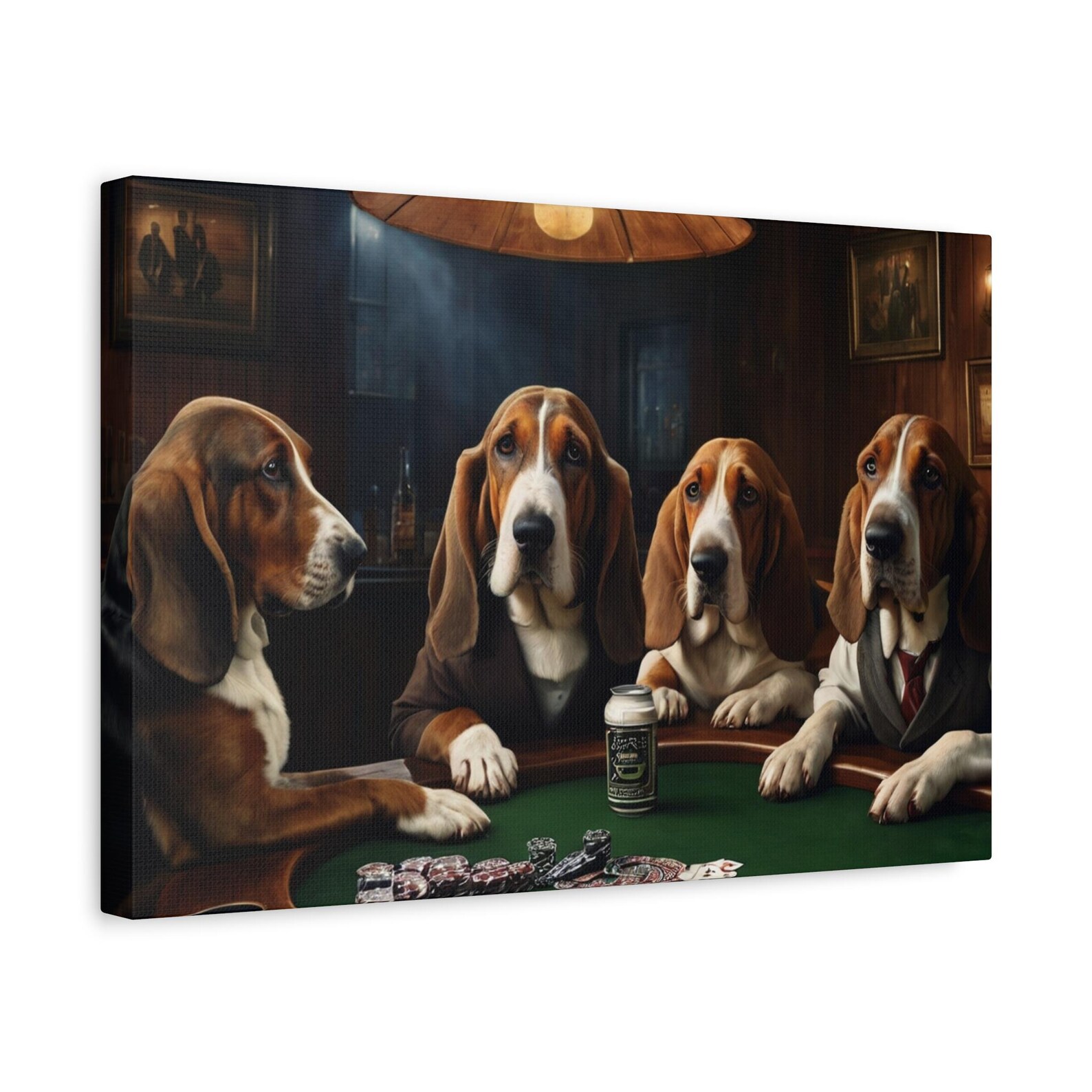 Basset Hound Dog Art - Dogs Playing Cards - Whiskey Bar Pub Beer Poker ...
