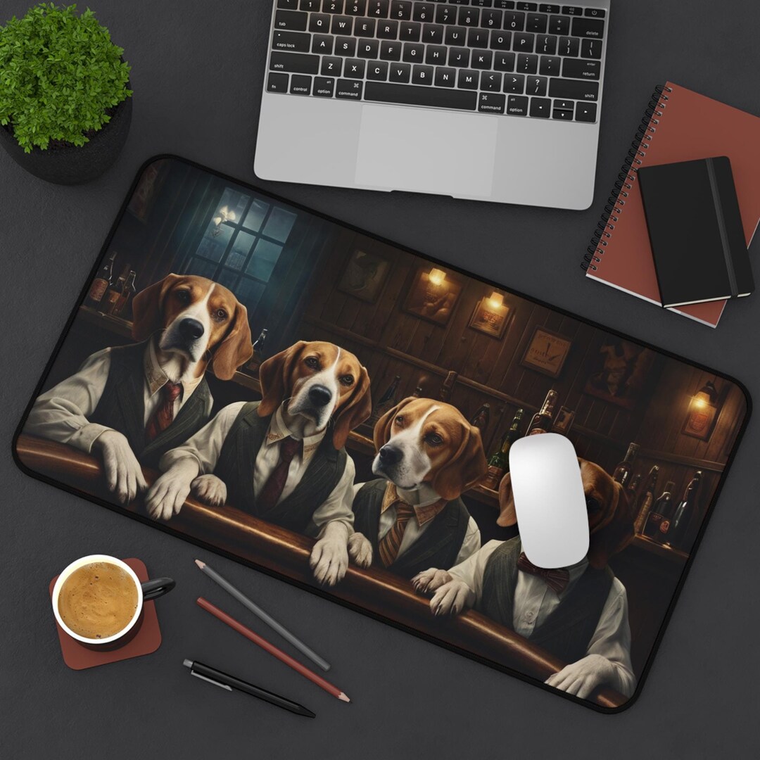 Beagle Dogs Pet Desk Mat Pad - Whiskey Bar Pub Beer Poker Casino - Dogs ...