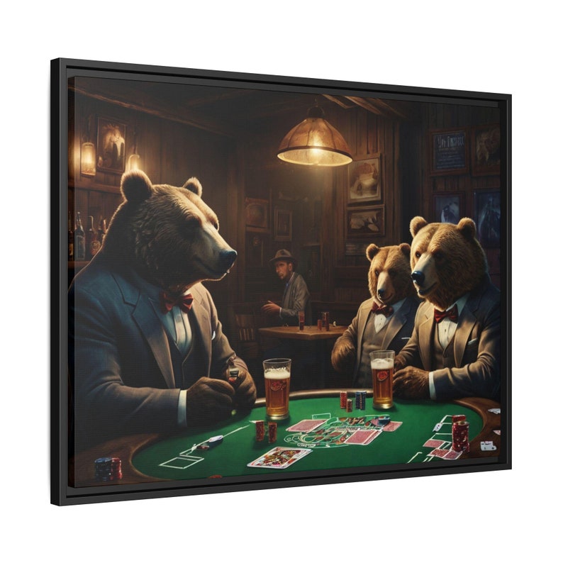 Bear Portrait Art Painting Whiskey Bar Pub Beer Poker Casino - Bears ...