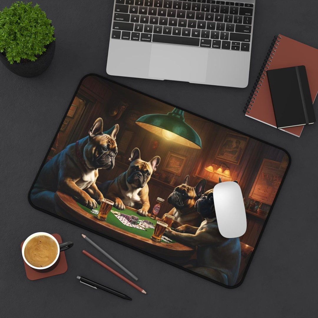 French Bulldog Dogs Desk Mat: Poker Night Pet Office Decor - Etsy