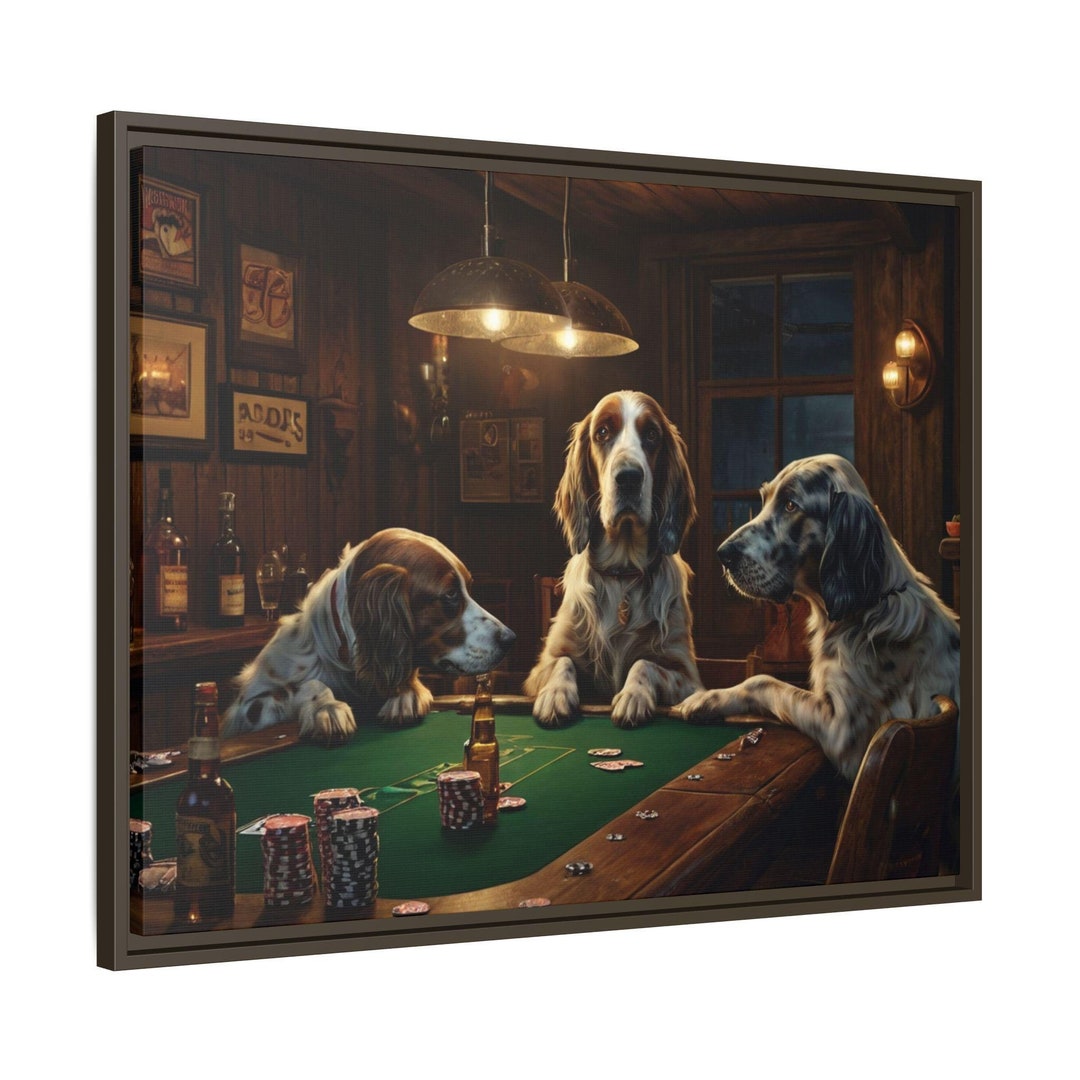 English Setter Dog Portrait Art Painting Whiskey Bar Pub Beer Poker ...