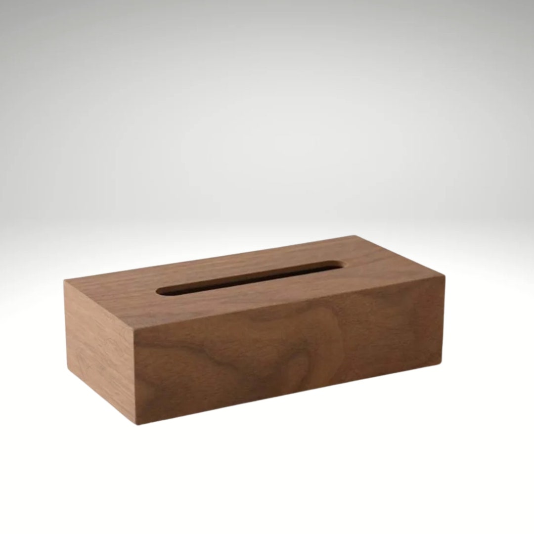 Handmade Walnut Wood Facial Tissue Box Holder Elegant Wooden Tissue ...