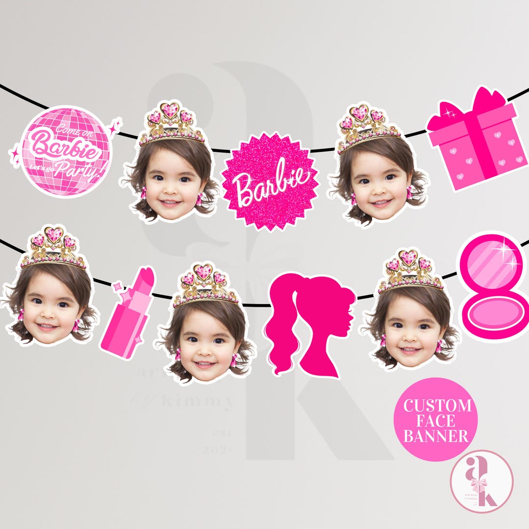 Pink Birthday Banner Barbie Movie Buntings Baby Girl Party Decor Barbie ...