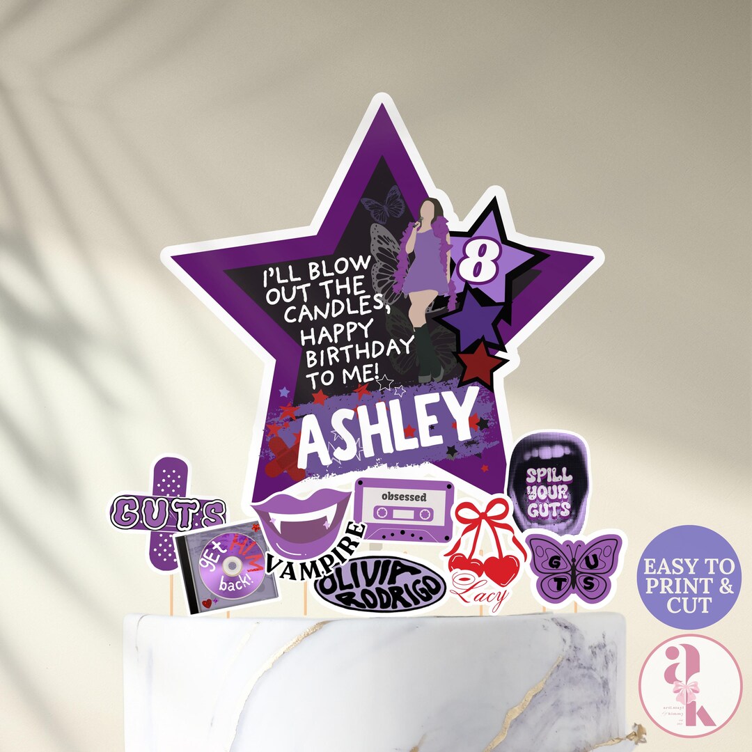 Olivias Cake Topper Custom Birthday Decor Guts Cupcake Topper SVG ...