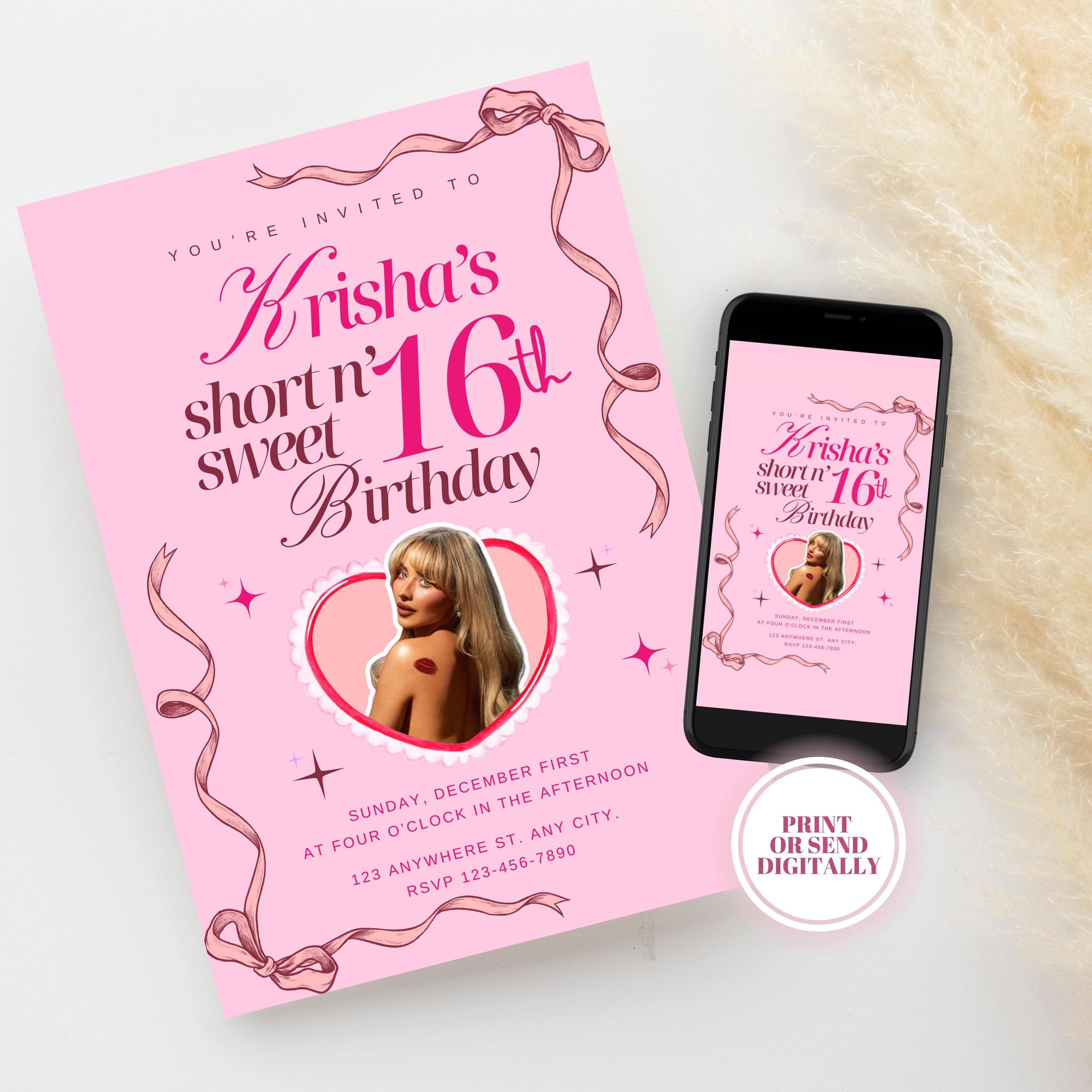 Sabrina Carpenter Birthday Invitation Digital Invites Carpenters ...