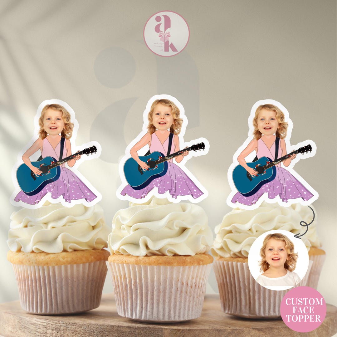 Swifty Cupcake Topper Taylor Outfit Custom Face Cake Topper Eras ...