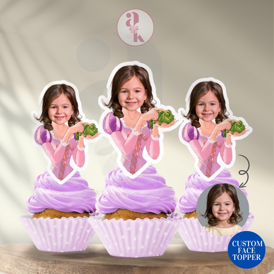 Princess Cupcake Topper Rapunzel Custom Photo Cupcake Personalized Cake ...