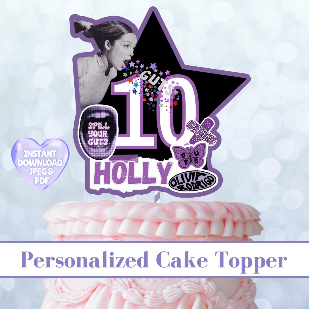 Purple Cake Topper Custom Cake Decor Birthday Template Personalized ...