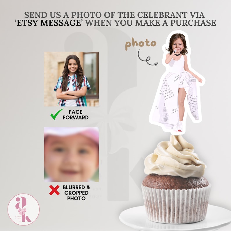 Taylor Cupcake Topper Swifty Party Decor Lover Eras Outfit Custom Face ...