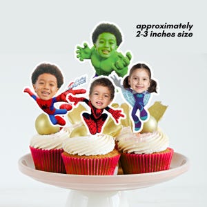 Spiders Cupcake Topper Superhero Custom Face Cupcake Topper Hulks Cake ...