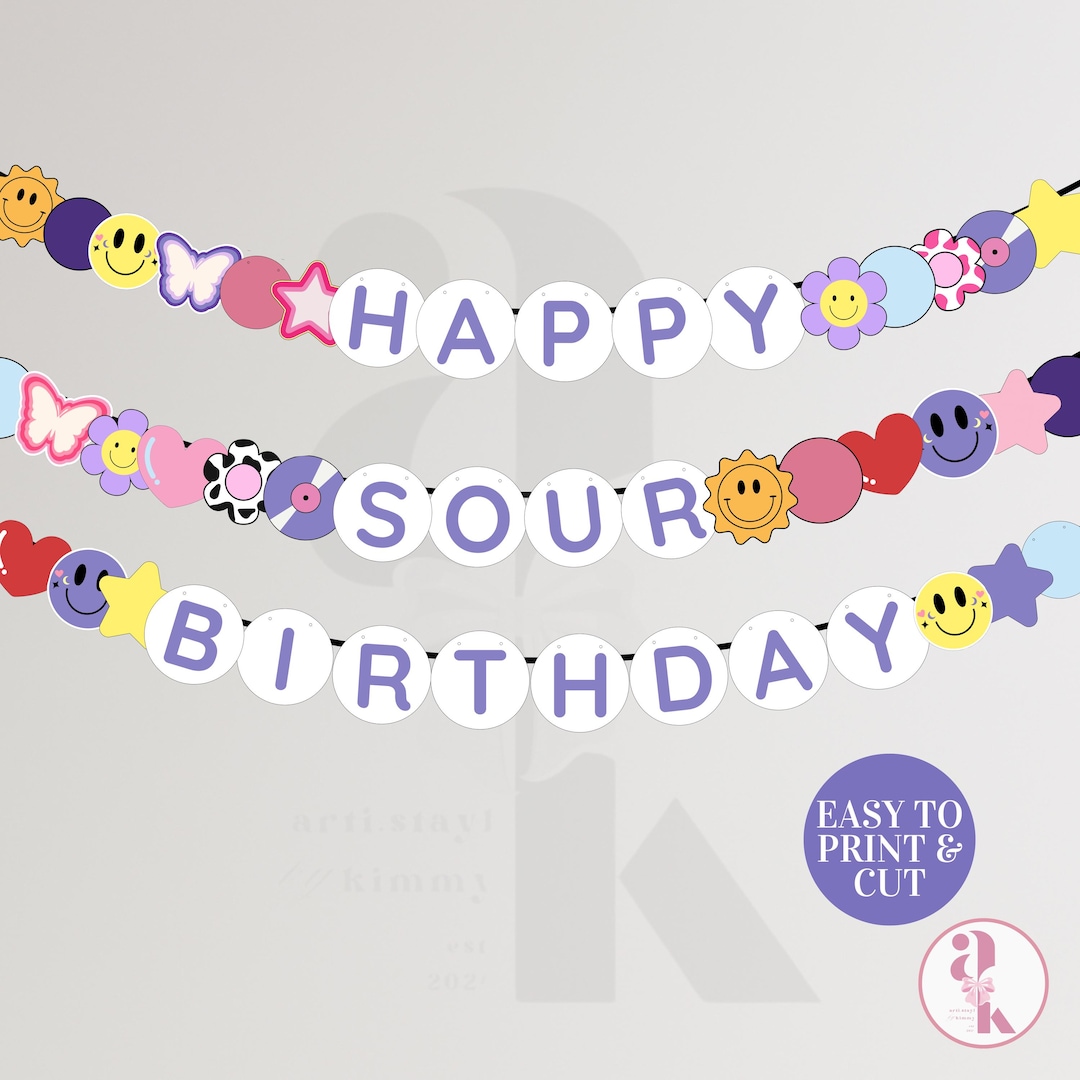 Olivia Birthday Banner Friendship Bracelet Sour Party Decor Birthday ...