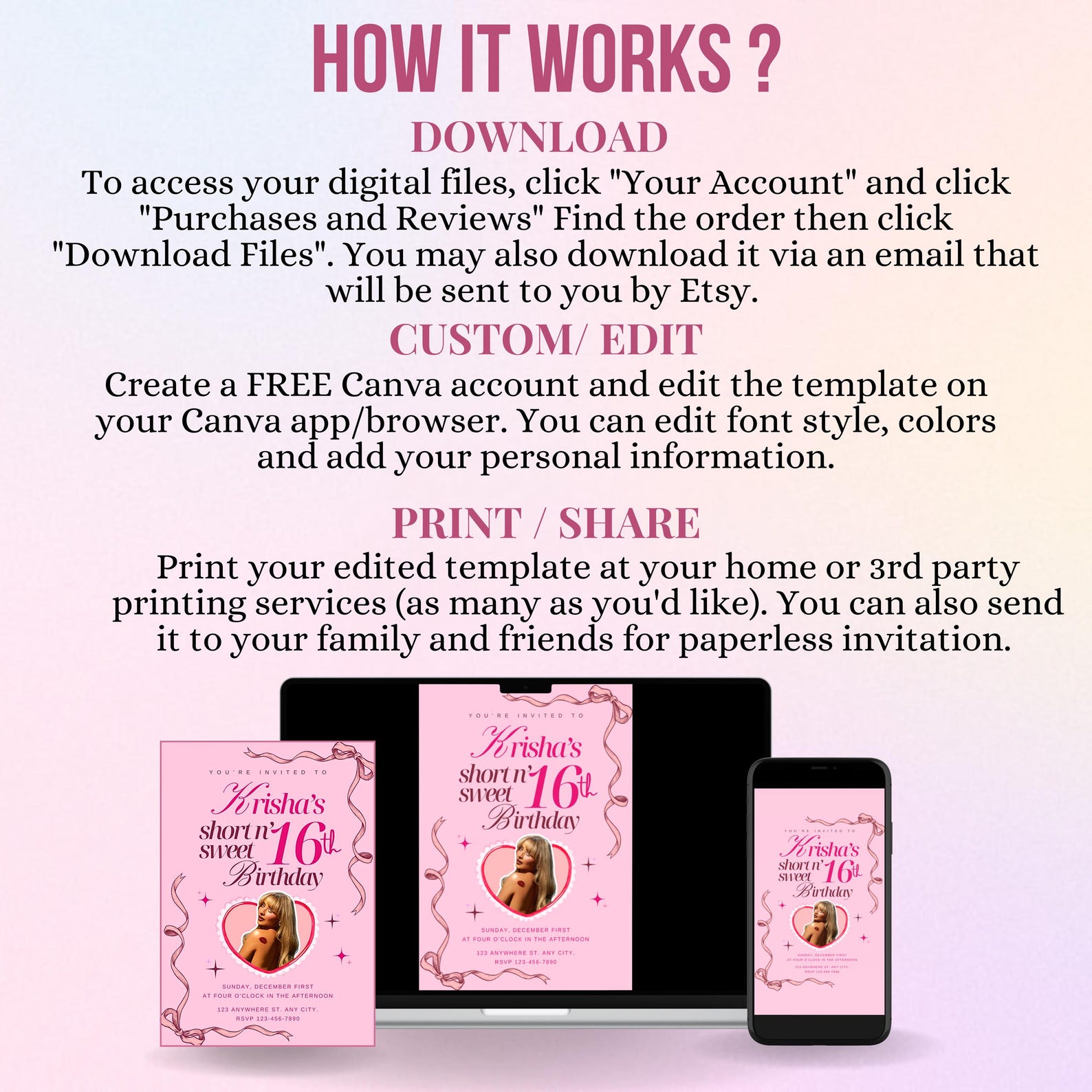 Sabrina Carpenter Birthday Invitation Digital Invites Carpenters ...