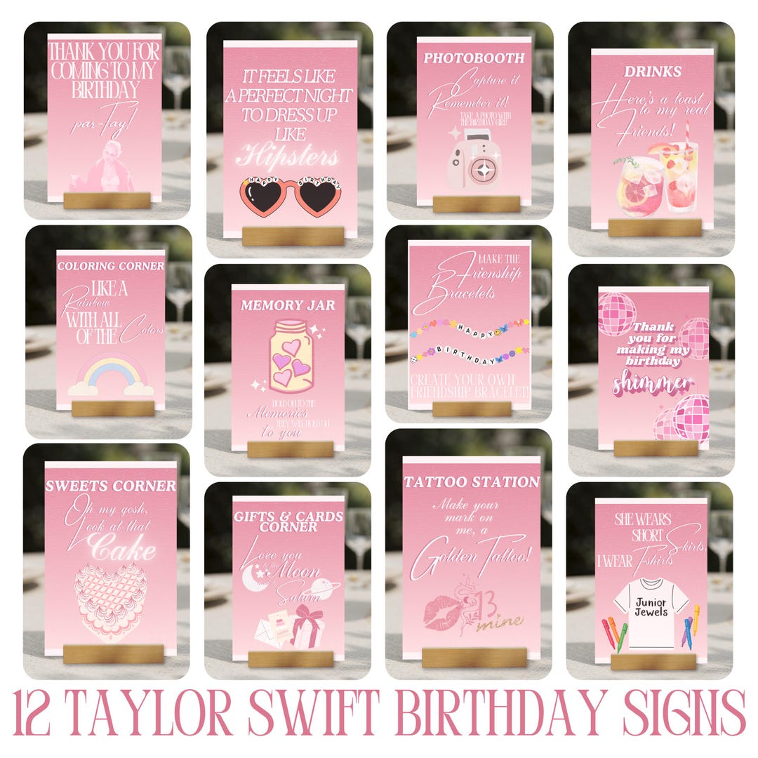 Birthday Signs Taylor Birthday Party Decoration Birthday Era Swifty ...