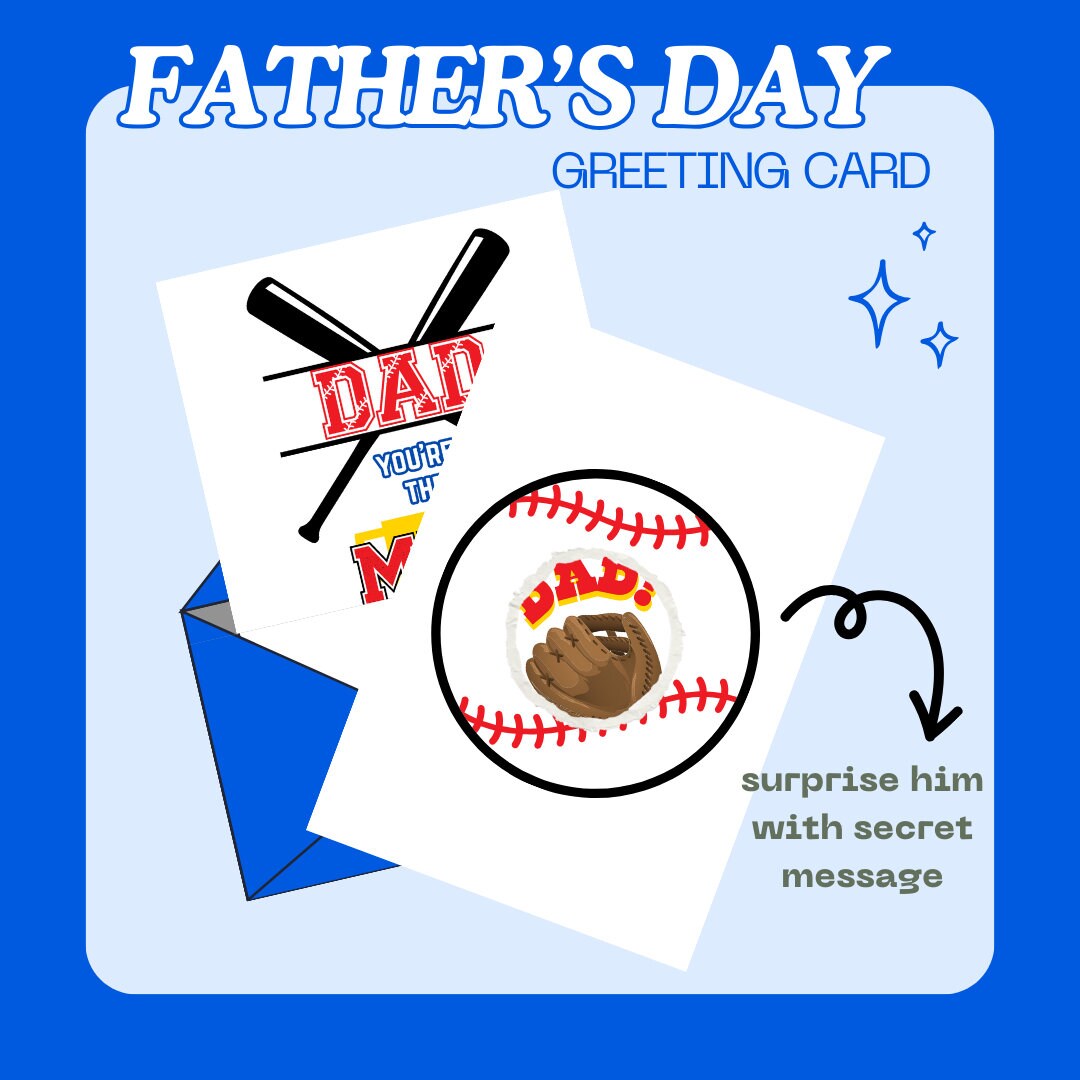 Printable Greeting Card, Fathers Day Card, Baseball Greeting Card ...