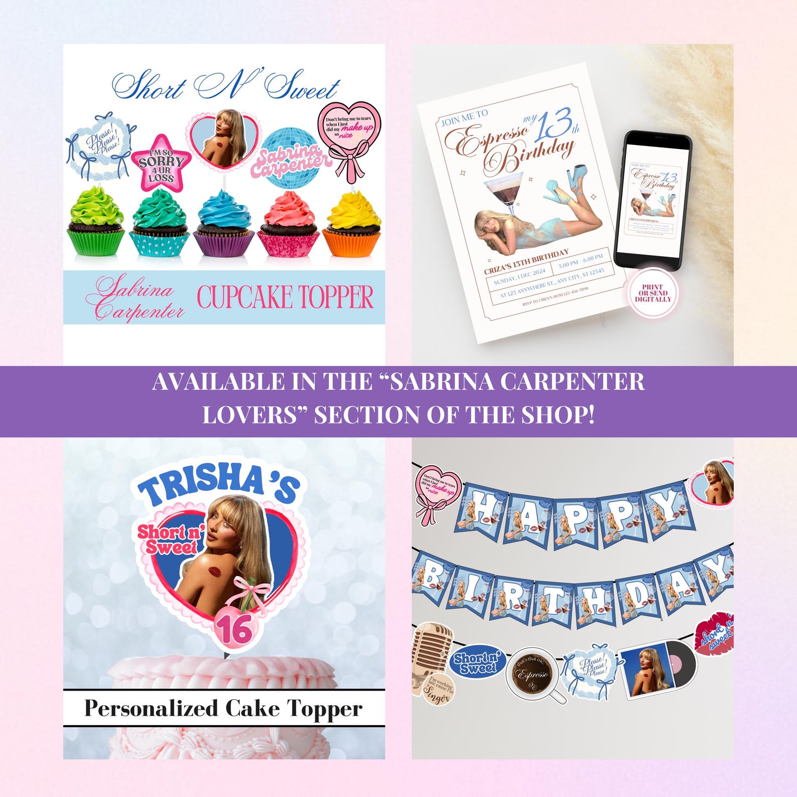 Sabrina Carpenter Birthday Invitation Digital Invites Carpenters ...