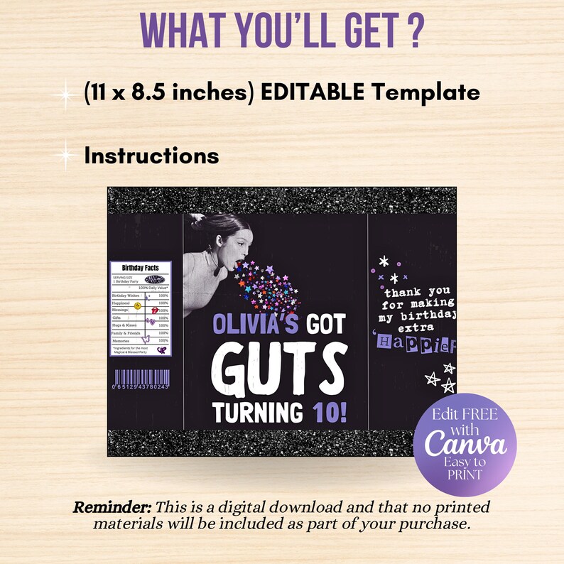 Olivia Rodrigo Party Favor Guts Birthday Party Chip Bag Party Giveaway ...