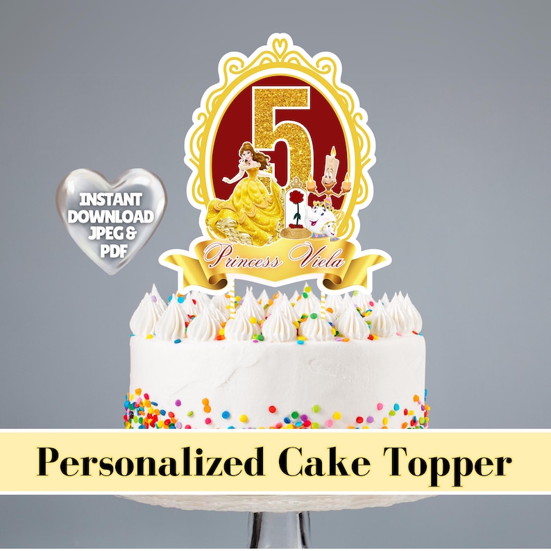 Cake Topper Princess Belle Cake Topper Beauty and the Beast Inspired ...
