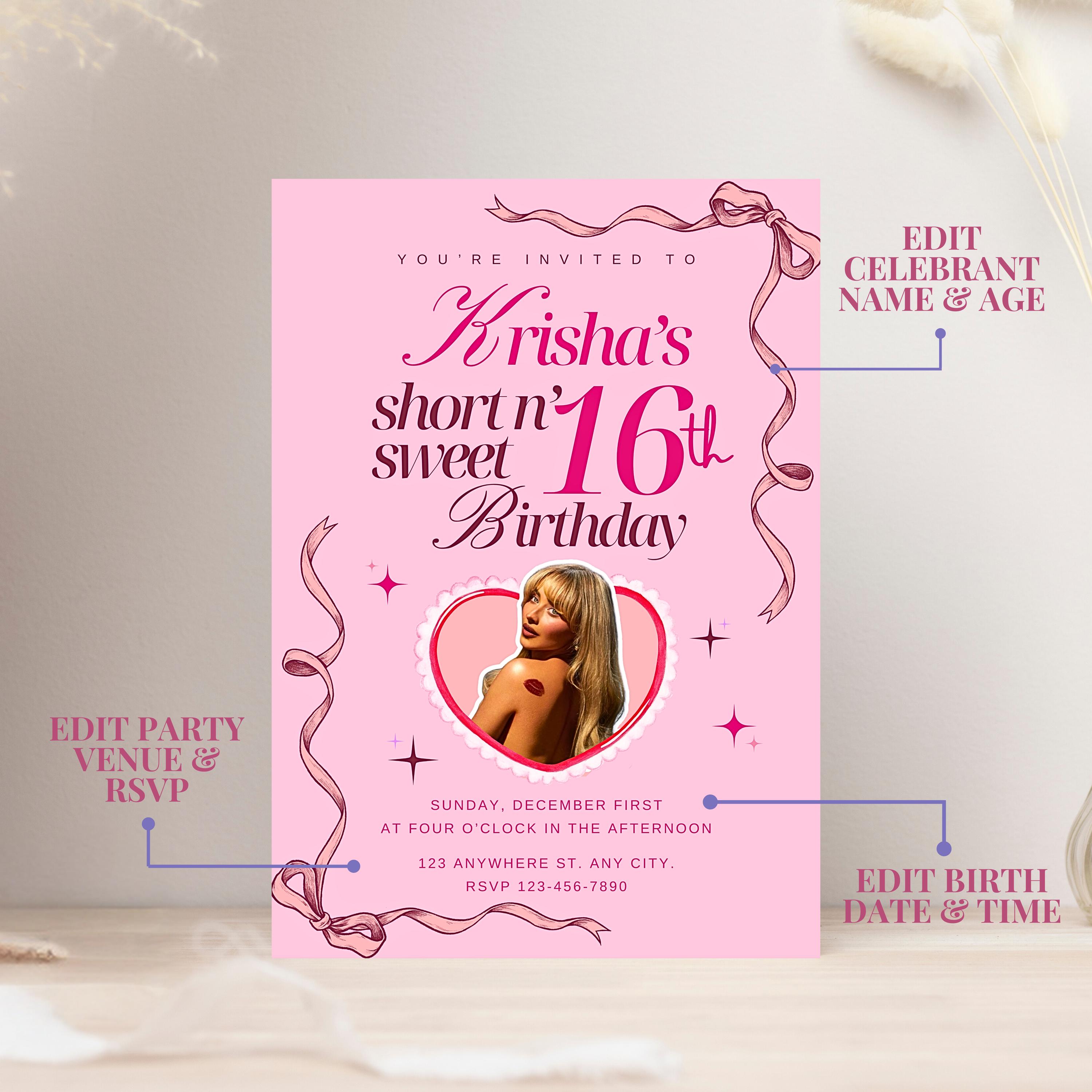 Sabrina Carpenter Birthday Invitation Digital Invites Carpenters ...
