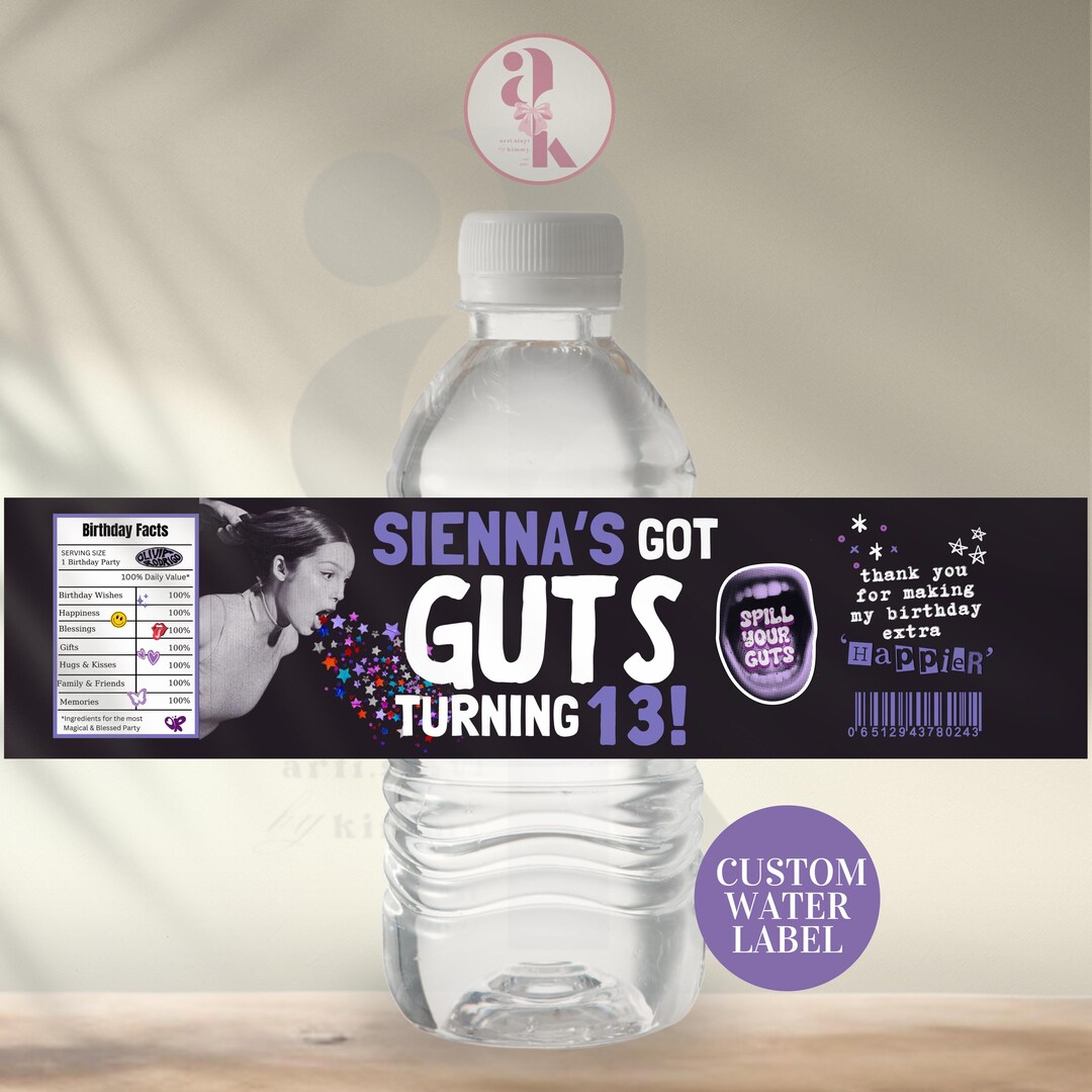 Olivia Water Bottle Label Guts Olivias Party Favor Birthday Giveaways ...