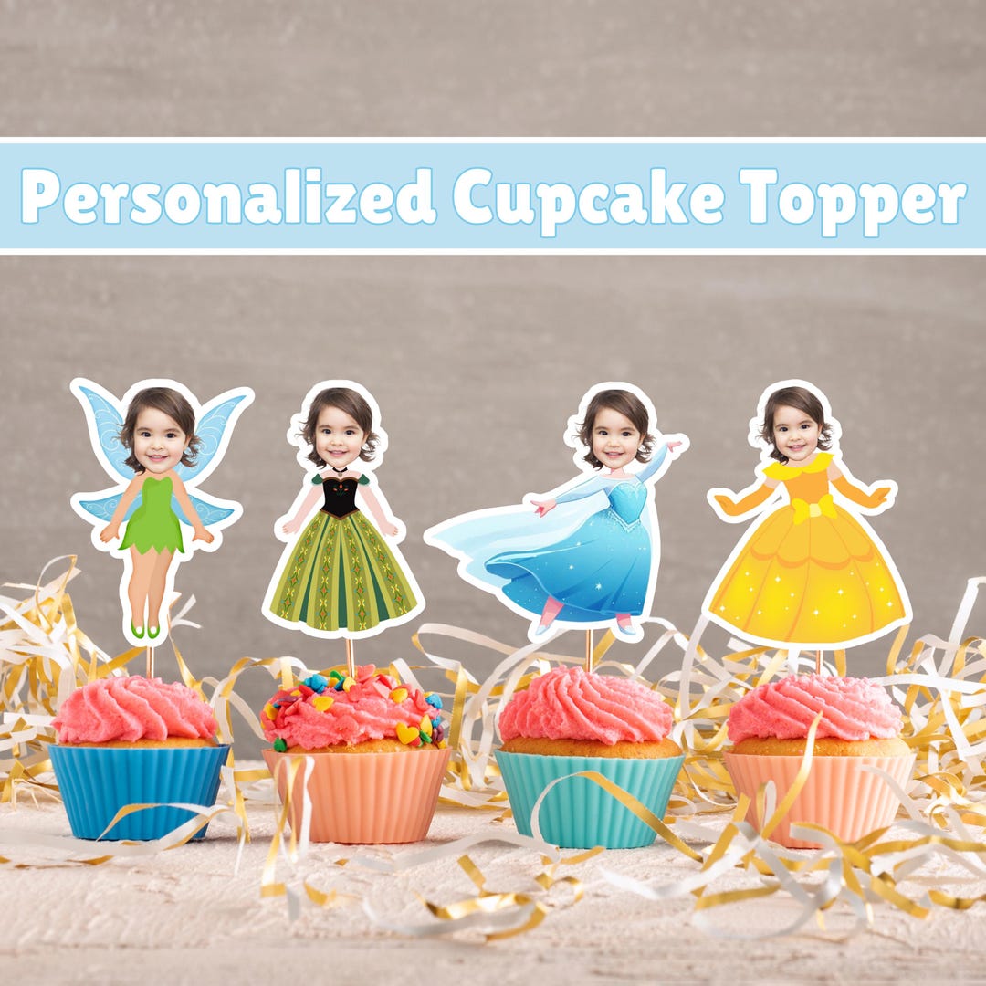 Princess Cupcake Topper Custom Photo Cupcake Topper Personalized Cake ...