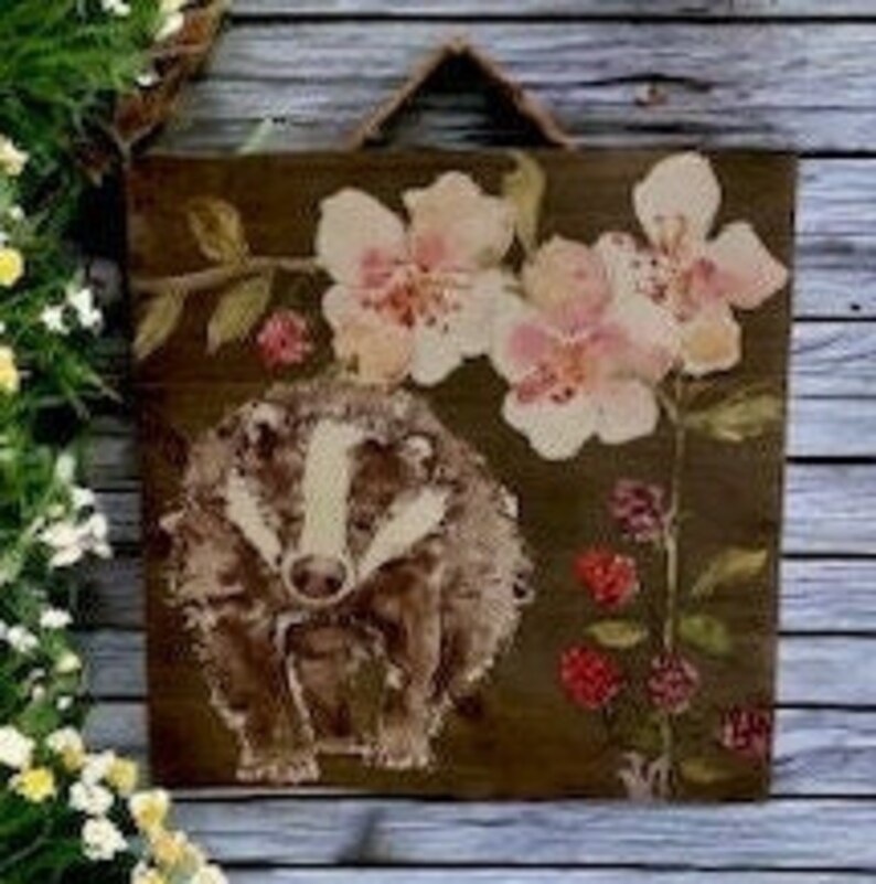 Honey Badger Sign Honey Badger With Flowers Sign for the Babys Room ...
