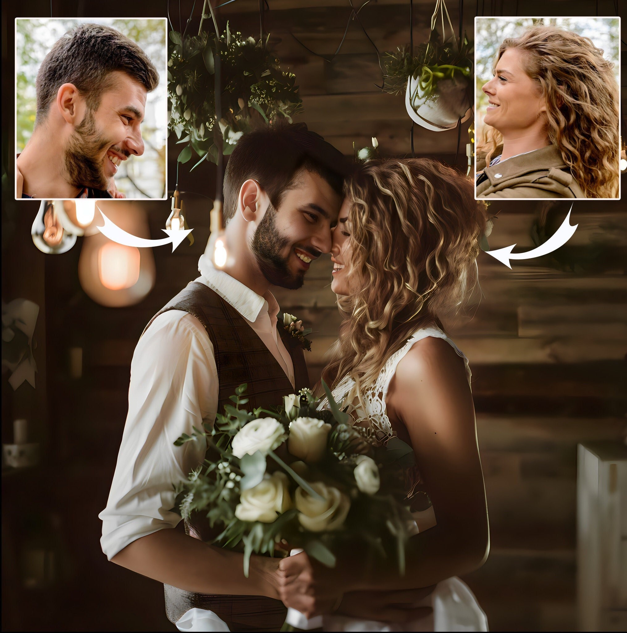 Wedding Ai-generated Custom Portraits Personalized Photorealistic Designs for Bride & Groom's ...