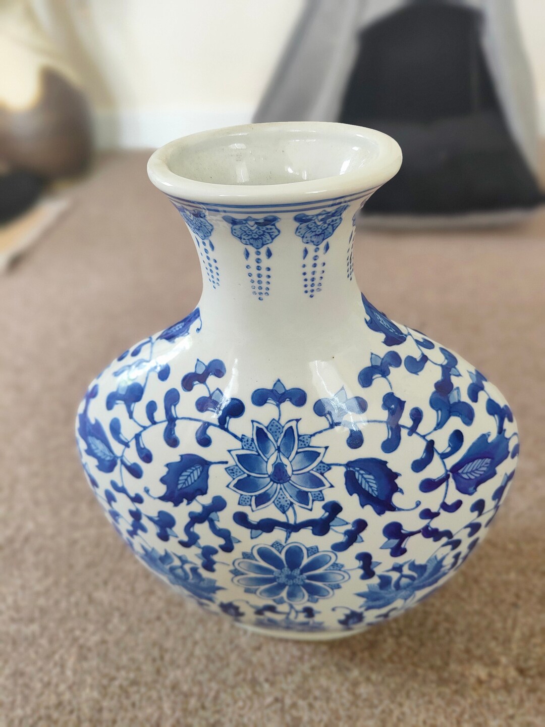 Decorative Chinese Nanking Style Porcelain Blue & White Flask Vase - Etsy