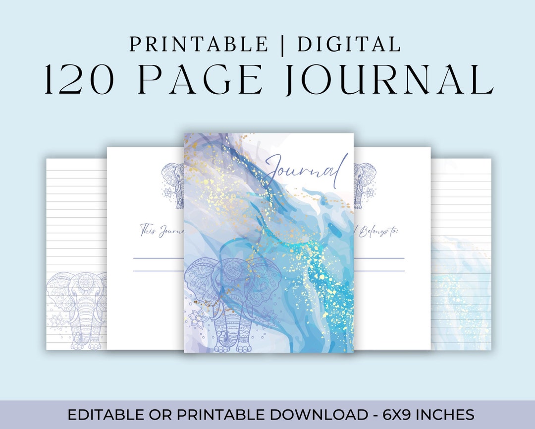 Elephant Digital Journal Planner Watercolor Blue and Purple for Ipads ...