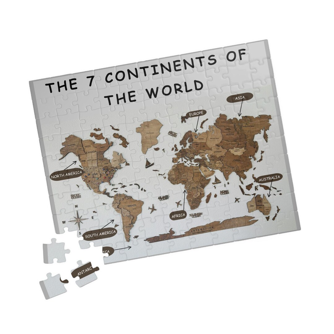 World Map Puzzle, 7 Continents Jigsaw for Kids & Adults, Educational ...