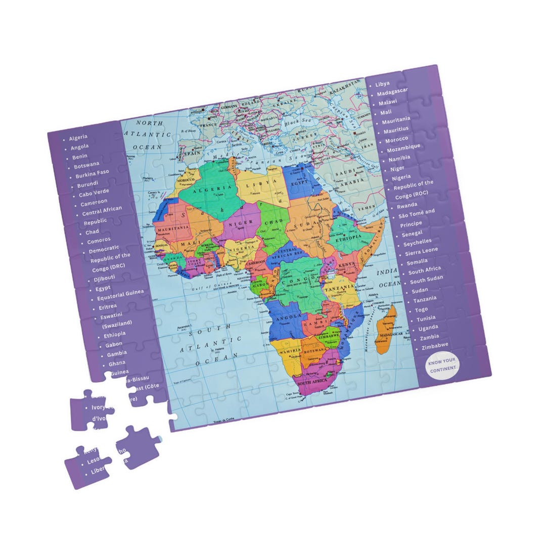 Map of Africa Educational Puzzle (110, 252, 520, 1014 Pieces) Fun ...