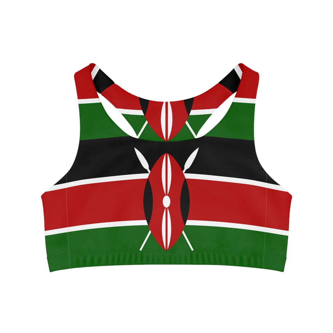 Kenyan Map Seamless Sports Bra AOP Stylish and Supportive All-over ...