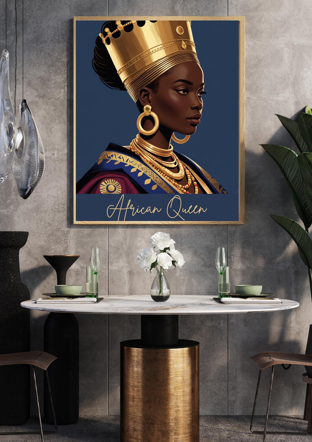 Nubian Queen Wall Art, African American Afrocentric Home Decor, Black ...