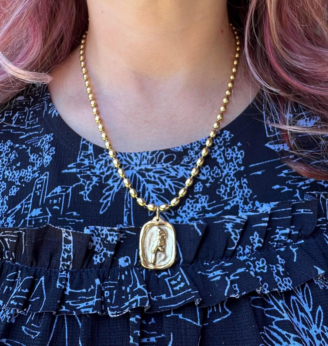 Gold Cardinal Necklace: 12K Antiqued Gold Plated Pewter Chain - Etsy