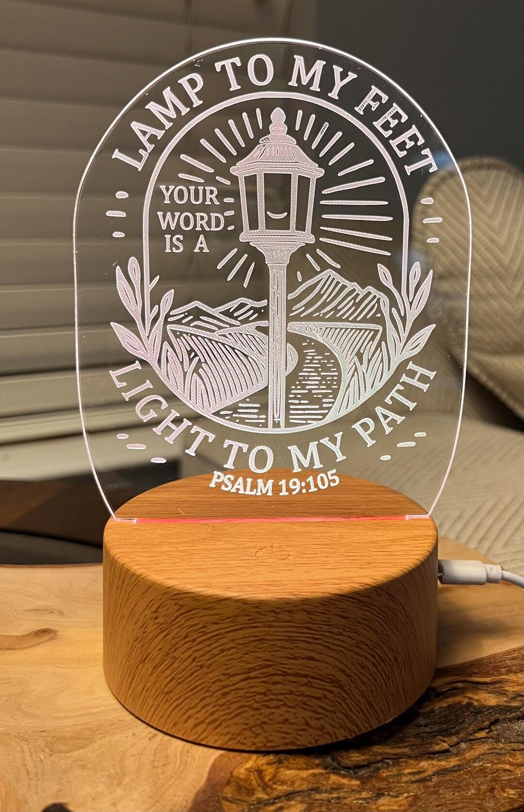 Bible Verse Light up LED Sign, Lamp to My Path, Psalm 19 Scripture ...