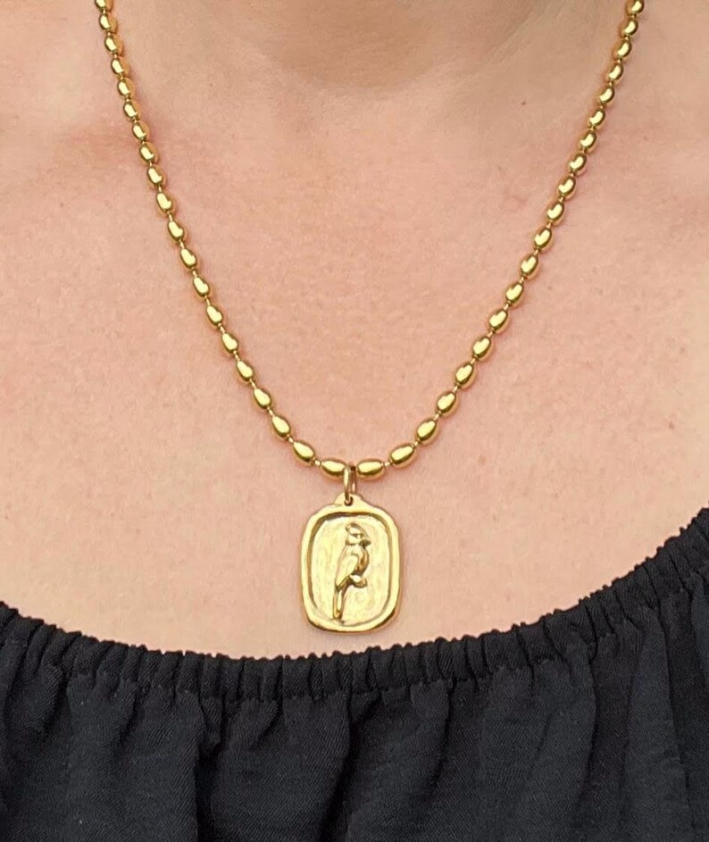 Gold Cardinal Necklace: 12K Antiqued Gold Plated Pewter Chain - Etsy